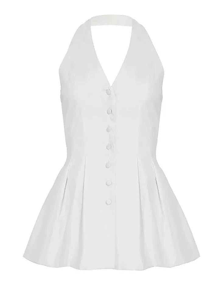 Vintage Deep V Halter Button-Up Backless Shirts – AnotherChill