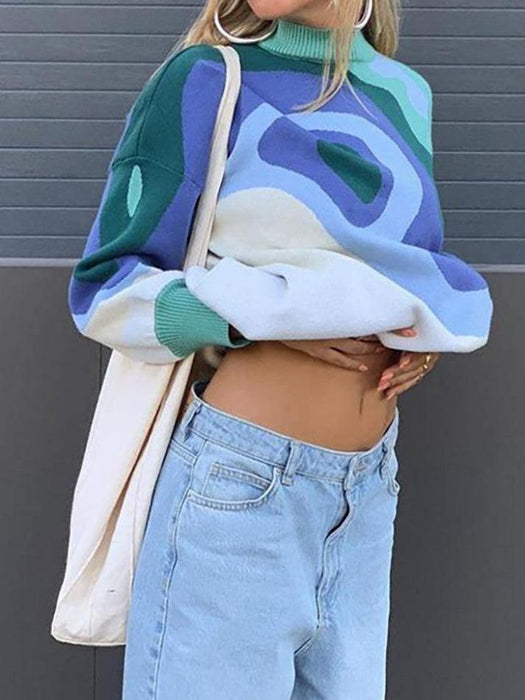Abstract Print Jumper Knit Sweater – AnotherChill