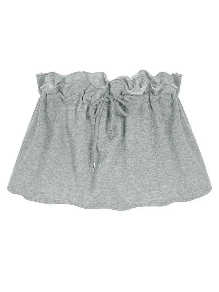 Basic Gray Drawstring Ruffle Trim Mini Skirt – AnotherChill
