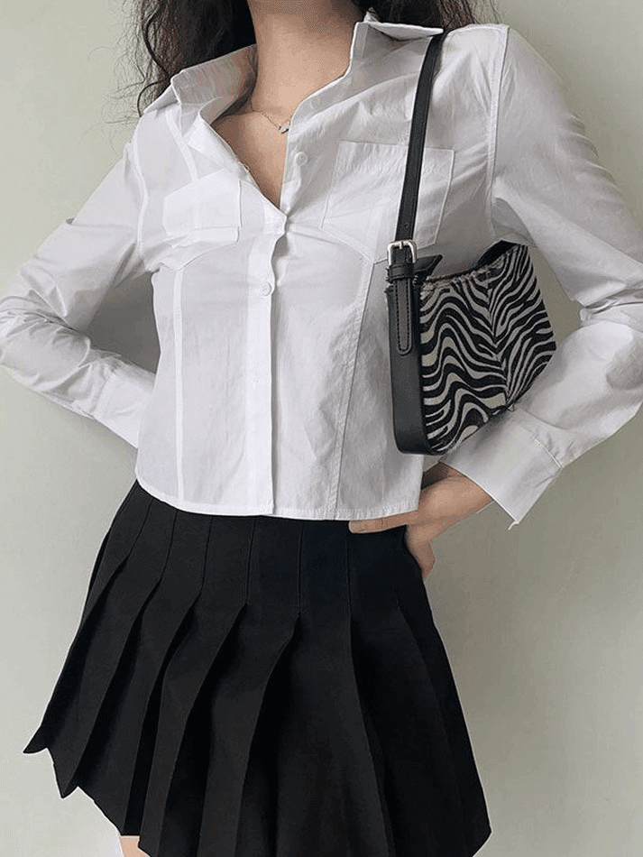 Basic Long Sleeve Button Blouse – AnotherChill