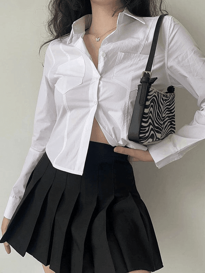 Basic Long Sleeve Button Blouse – AnotherChill