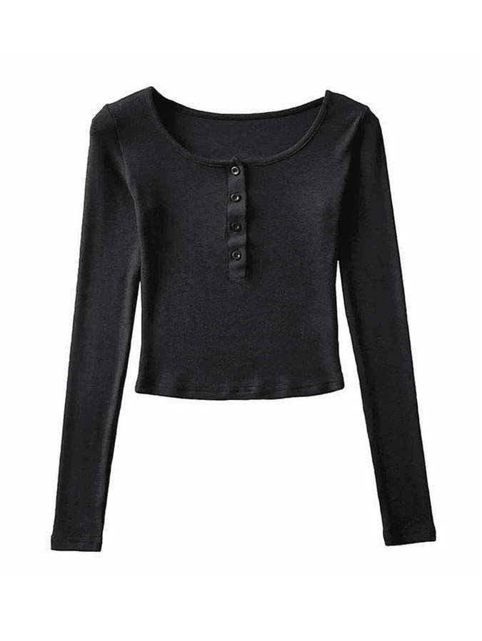 Button Up Long Sleeve Crop Top – AnotherChill