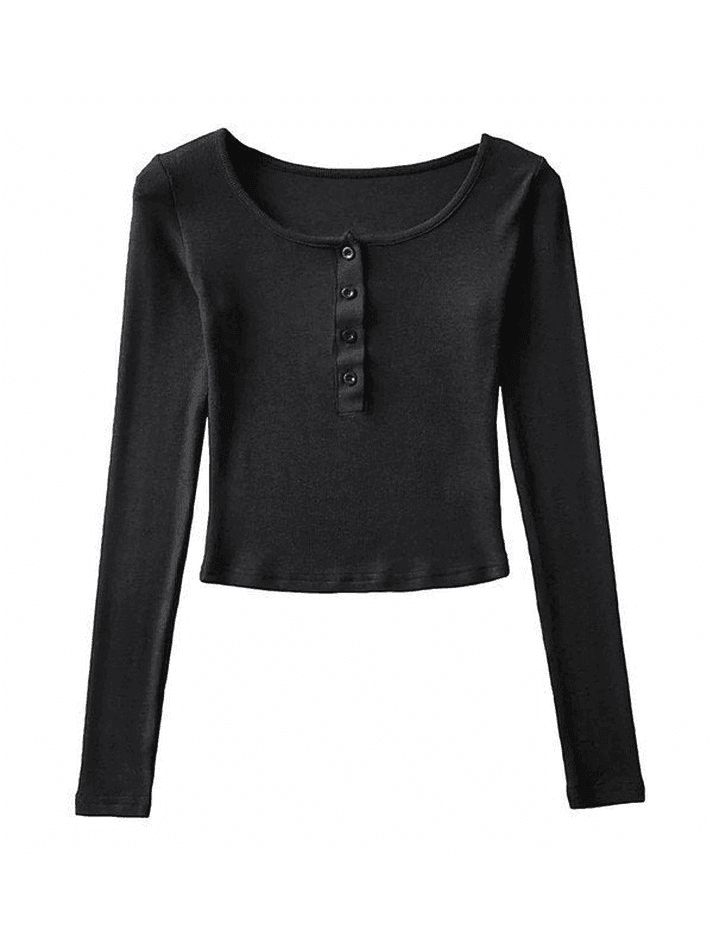 Button Up Long Sleeve Crop Top – AnotherChill