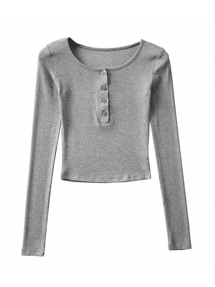 Button Up Long Sleeve Crop Top – AnotherChill