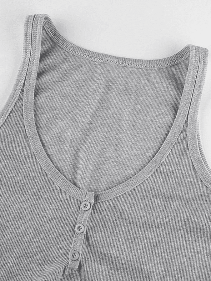 Buttoned Rib Crop Tank Top – AnotherChill