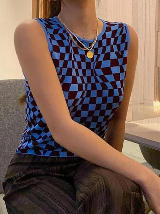 Checkered Print Crop Tank Top – AnotherChill