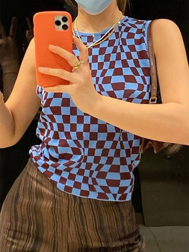 Checkered Print Crop Tank Top – AnotherChill