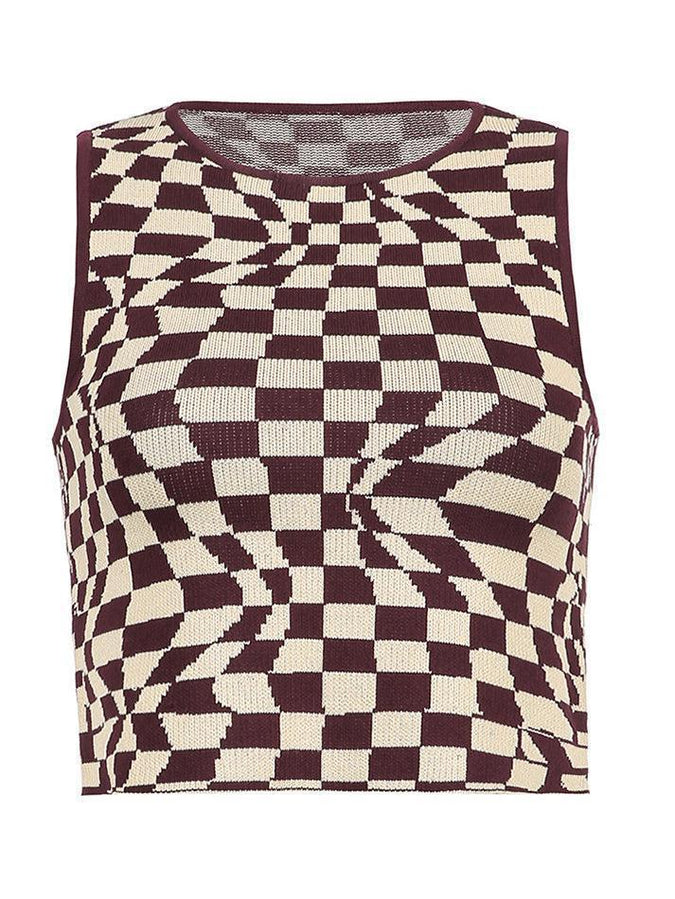 Checkered Print Crop Tank Top – AnotherChill