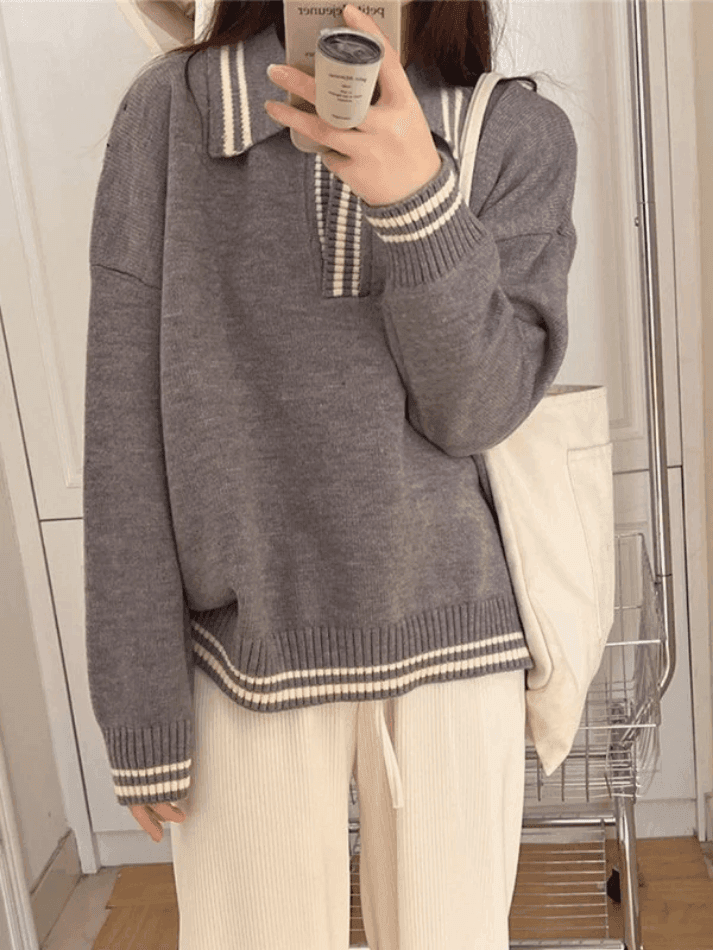 Contrast Trim Pullover Sweater – AnotherChill
