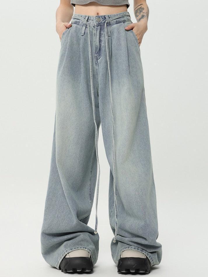 Drawstring High Street Wide Leg Boyfriend Jeans – AnotherChill