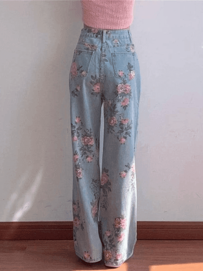 Floral High Rise Boyfriend Jeans – AnotherChill