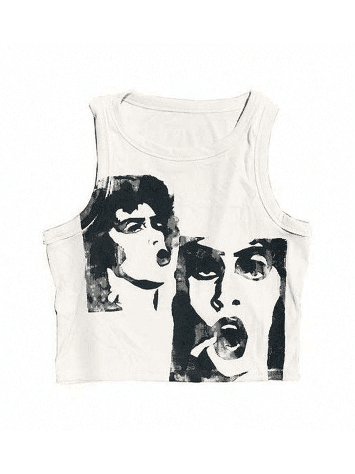 Funny Face Print Cropped Tank Top – AnotherChill