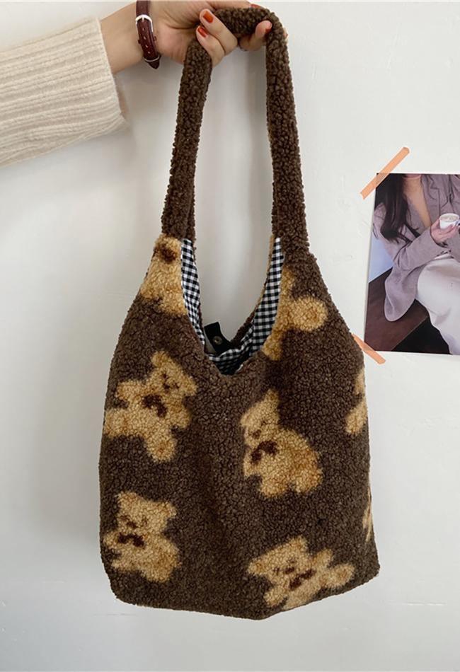 Fuzzy Teddy Bear Reversible Shoulder Bag – AnotherChill