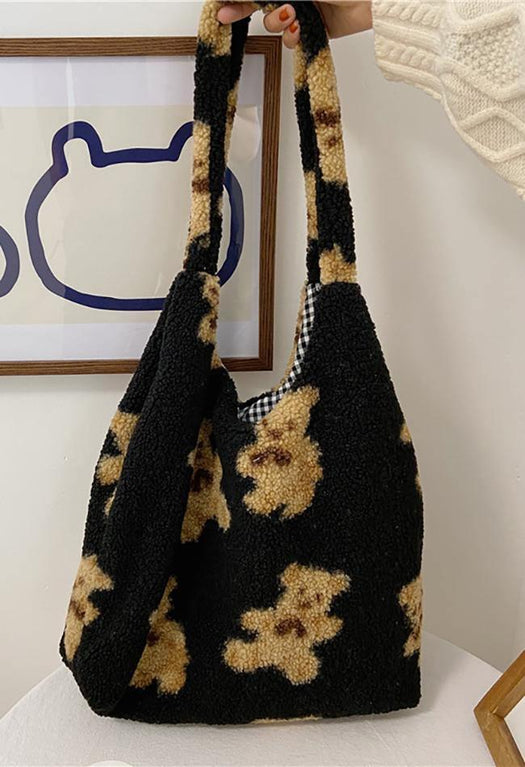 Fuzzy Teddy Bear Reversible Shoulder Bag – AnotherChill