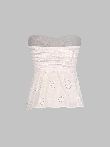 Knot Front Knit Embroidered Tube Top – AnotherChill