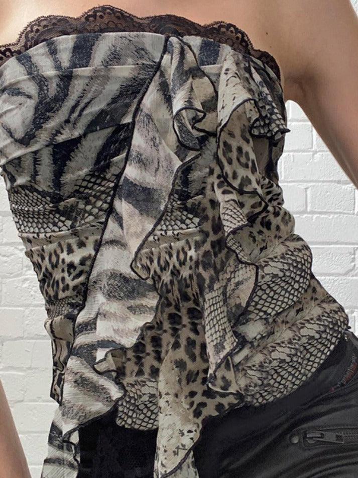 Lace Leopard Print Ribbon Bandeau Top – AnotherChill