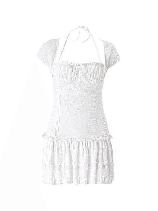 Lace-Up Ruffle Halter Mini Dress – AnotherChill
