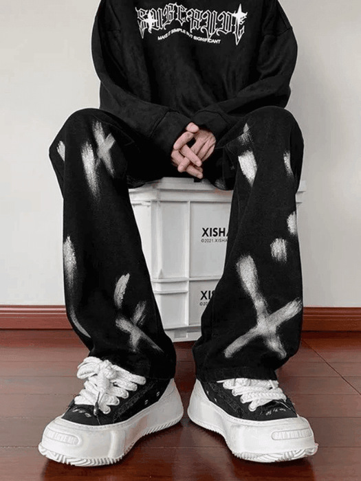 Men's Splash Black Straight-Leg Jeans – AnotherChill