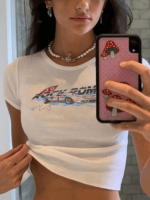 Moto Car Printed Crop Top – AnotherChill
