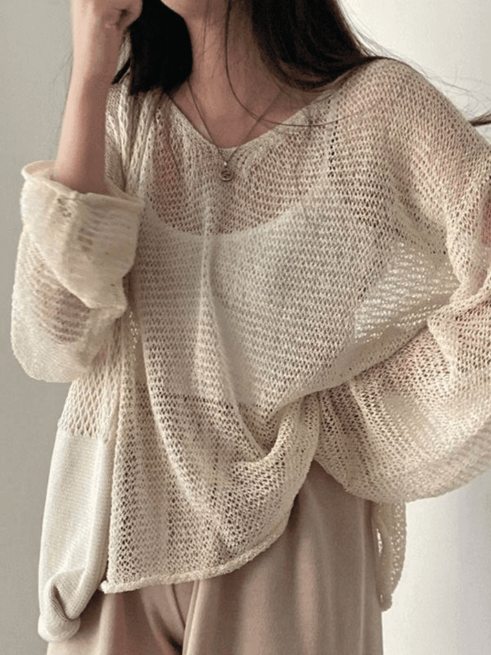 Oversized Long Sleeve Crochet Knit Top – AnotherChill