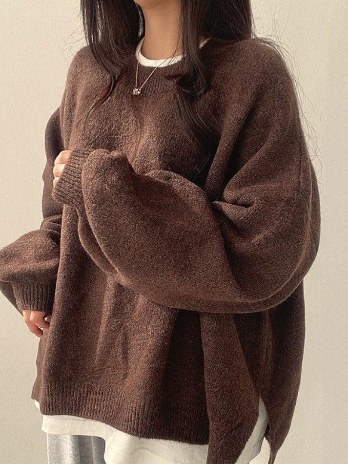 Oversized Split Hem Pullover Sweater – AnotherChill