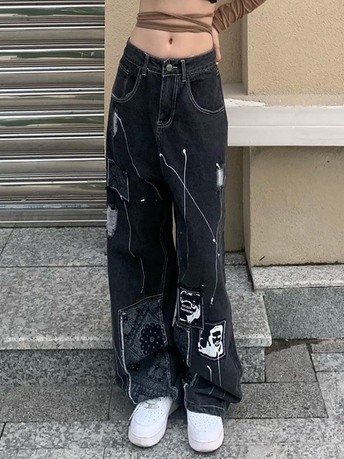 Patchwork Paisley Print Boyfriend Jeans – AnotherChill