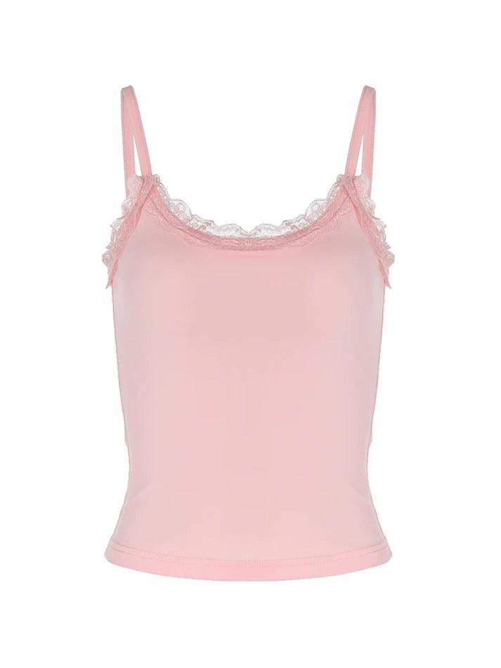 Plain Lace Panel Crewneck Cami Top – AnotherChill