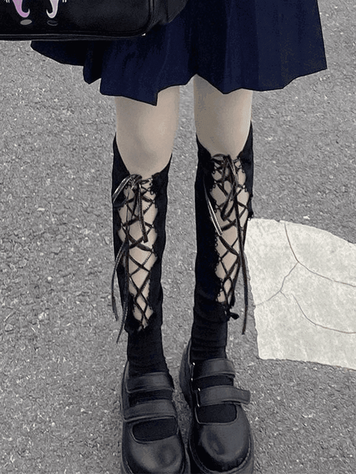 Preppy Style Lace Up Crew Socks – AnotherChill