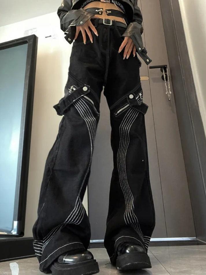 Retro Brown Stitch Splice Zipper Boyfriend Jeans – AnotherChill