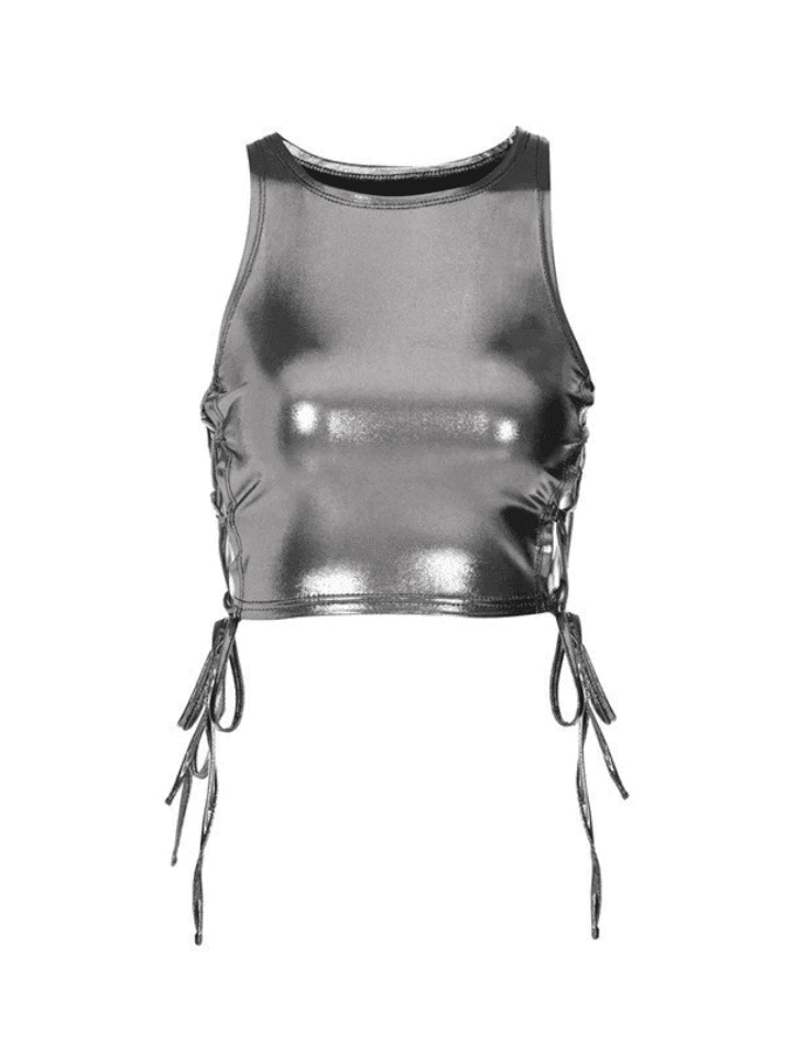 Side Tie Metallic Cropped Tank Top – AnotherChill