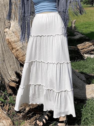 Solid Color Tiered Midi Skirt – AnotherChill