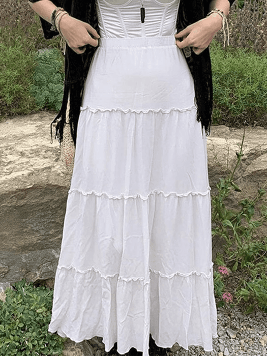 Solid Color Tiered Midi Skirt – AnotherChill