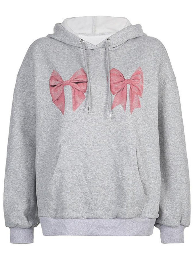 Street Bow Print Drawstring Oversized Hoodie – AnotherChill