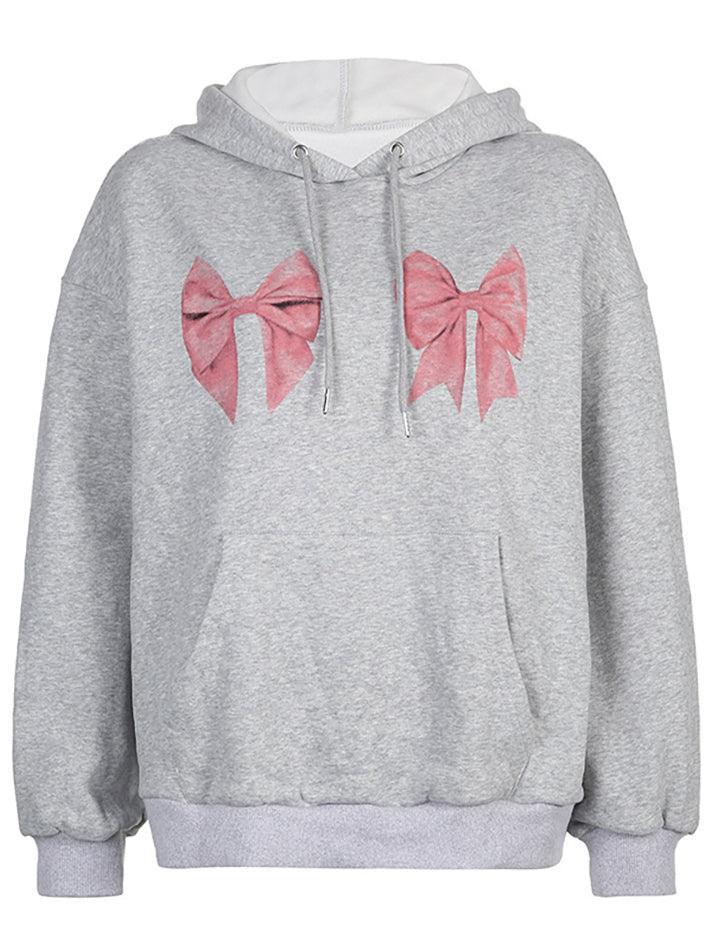 Street Bow Print Drawstring Oversized Hoodie – AnotherChill