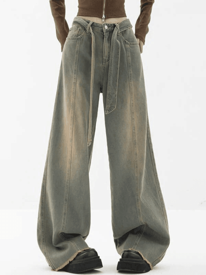 Tie Strap Seam Detail Boyfriend Jeans – AnotherChill