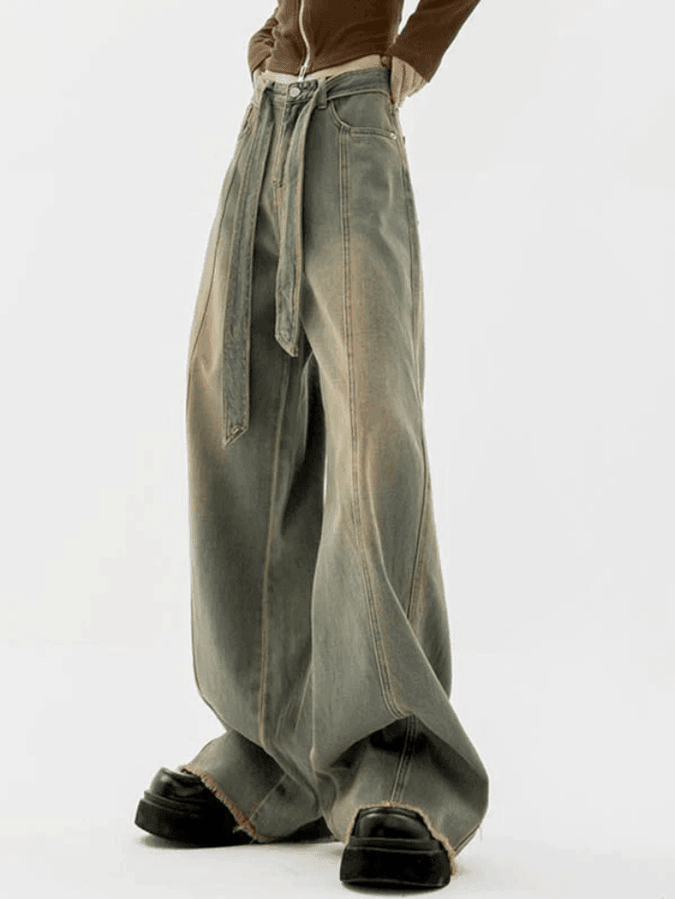 Tie Strap Seam Detail Boyfriend Jeans – AnotherChill