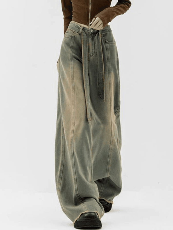 Tie Strap Seam Detail Boyfriend Jeans – AnotherChill