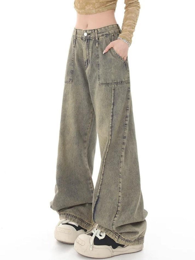 Vintage Distressed Wash Splice Boyfriend Jeans – AnotherChill