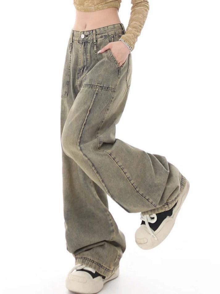 Vintage Distressed Wash Splice Boyfriend Jeans – AnotherChill