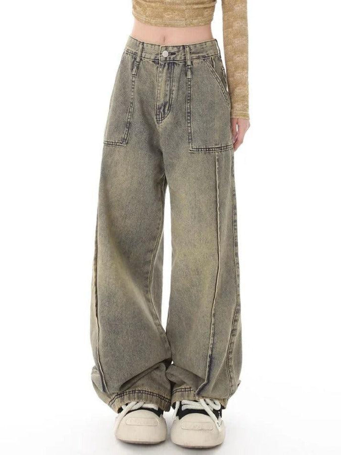 Vintage Distressed Wash Splice Boyfriend Jeans – AnotherChill