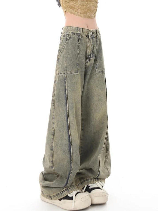 Vintage Distressed Wash Splice Boyfriend Jeans – AnotherChill