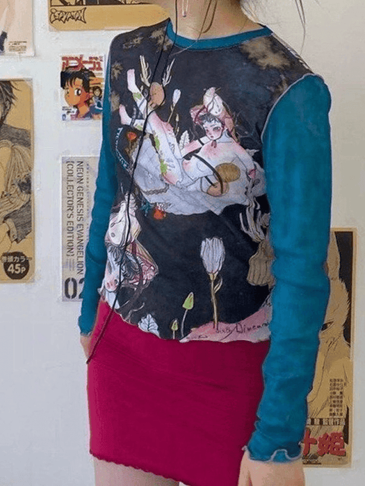 Vintage Printed Y2k Long Sleeve Tee Anotherchill 8330