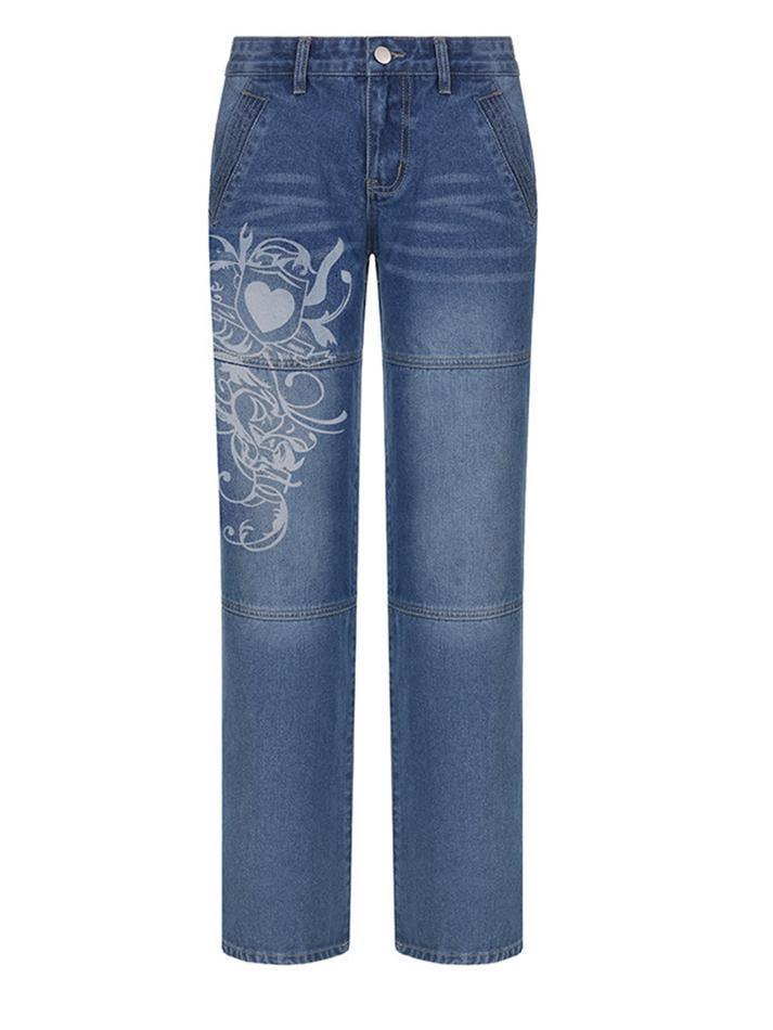 Vintage Washed Heart Print Jeans – AnotherChill