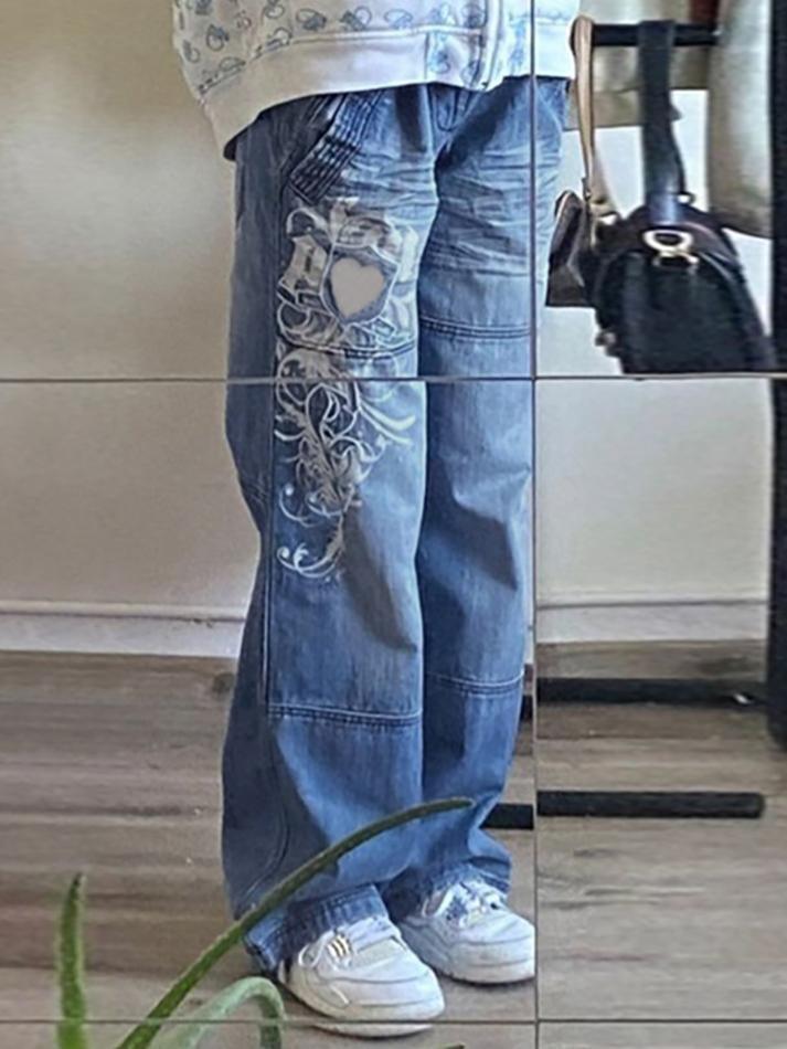 Vintage Washed Heart Print Jeans – AnotherChill