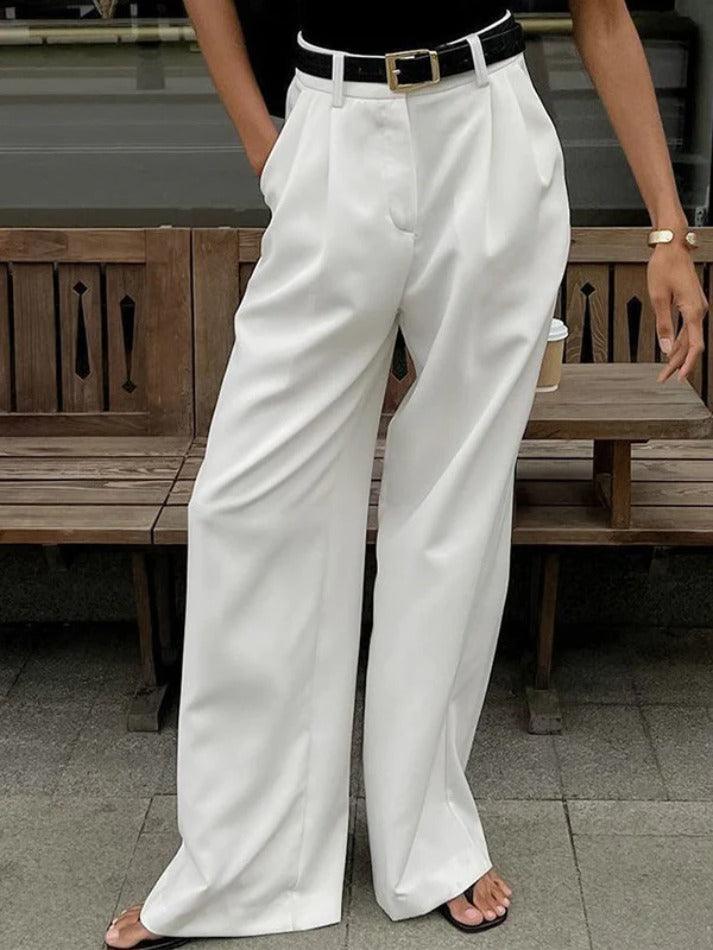 White High Rise Tailored Pants – AnotherChill