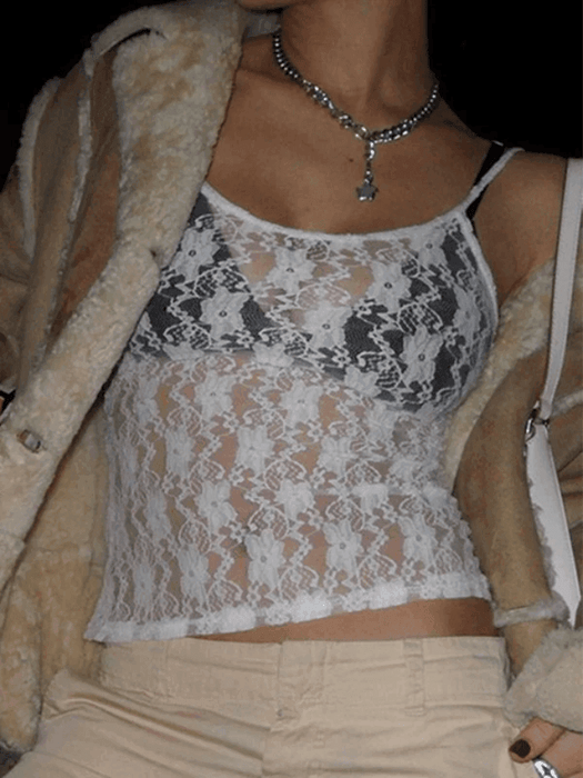 White Sheer Lace Crop Cami Top – AnotherChill