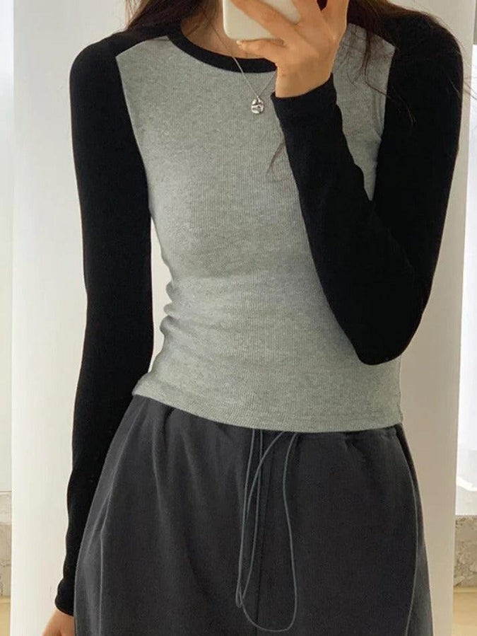 Contrast Color Raglan Slim Long Sleeve Knit – AnotherChill