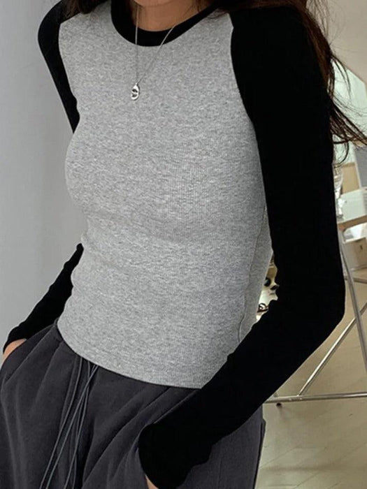 Contrast Color Raglan Slim Long Sleeve Knit – AnotherChill