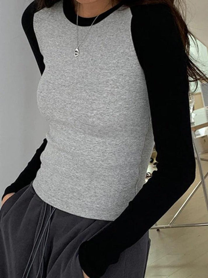 Contrast Color Raglan Slim Long Sleeve Knit – AnotherChill
