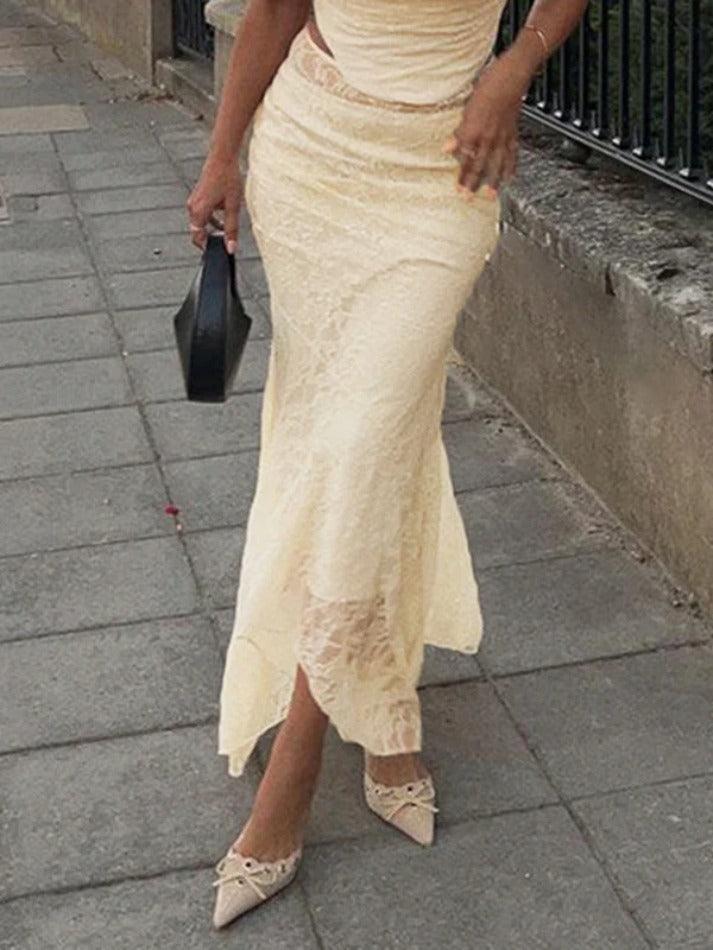 Lace Irregular Splice Mermaid Maxi Skirt – AnotherChill